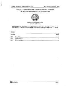 PL 2020-25 CURRENCY DECLARATION (AMENDMENT) ACT, 2020 – Republic of the ...