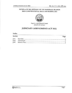 PL 2022-52 Judiciary (Amendment) Act 2022 – Republic of the Marshall ...